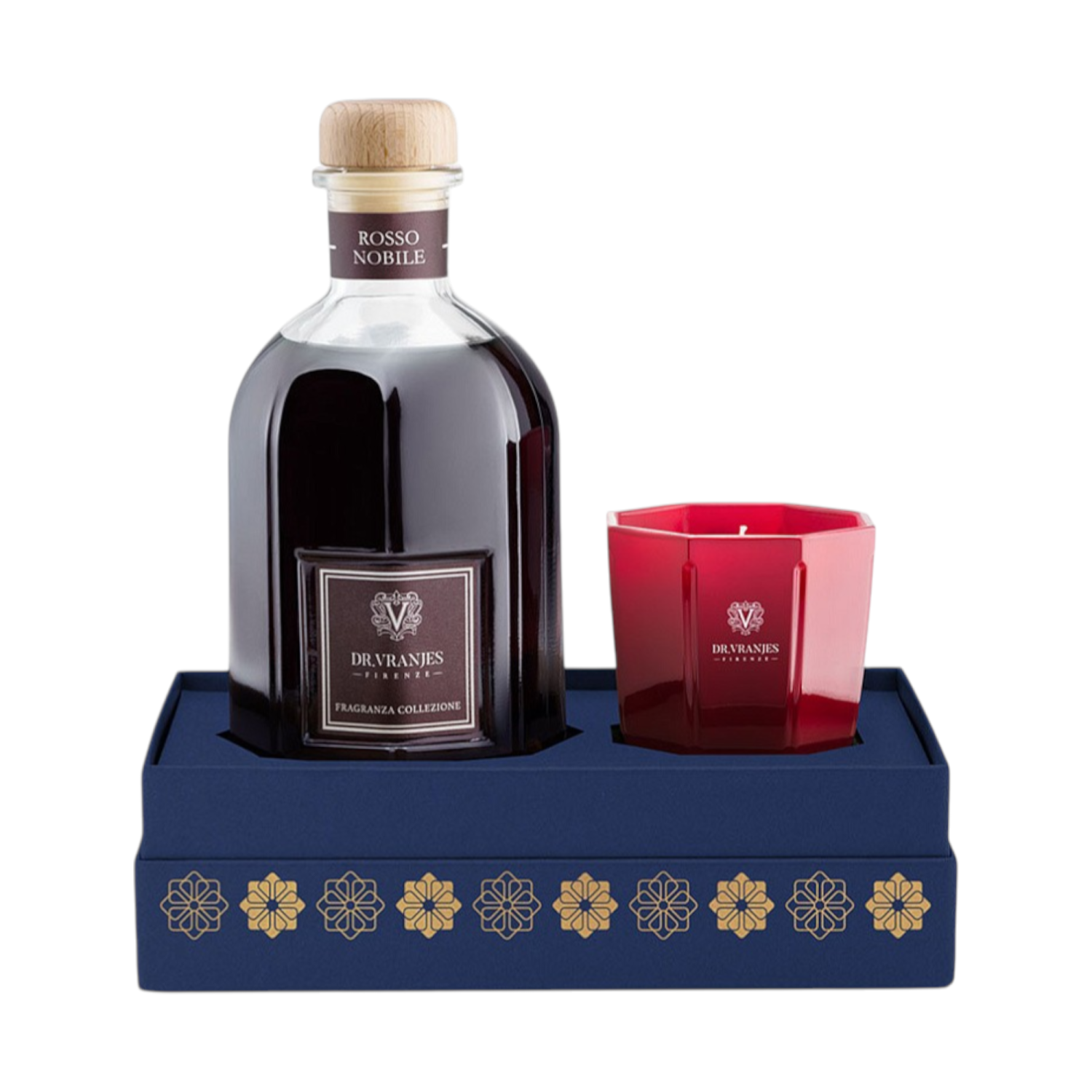 Dr.Vranjes - Gift Box Rosso Nobile 250 ml + Rosso Nobile Candle 80 gr Диффузор (Благородное красное вино) ароматизатор для дома 250 мл + 80 гр Свеча