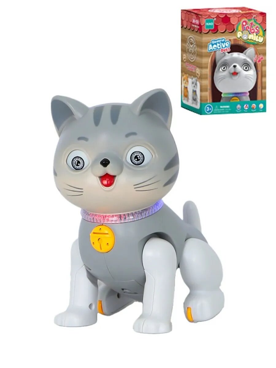 Интерактивная игрушка /Кот/ (13х9,7х17 см, свет, звук, 3xA