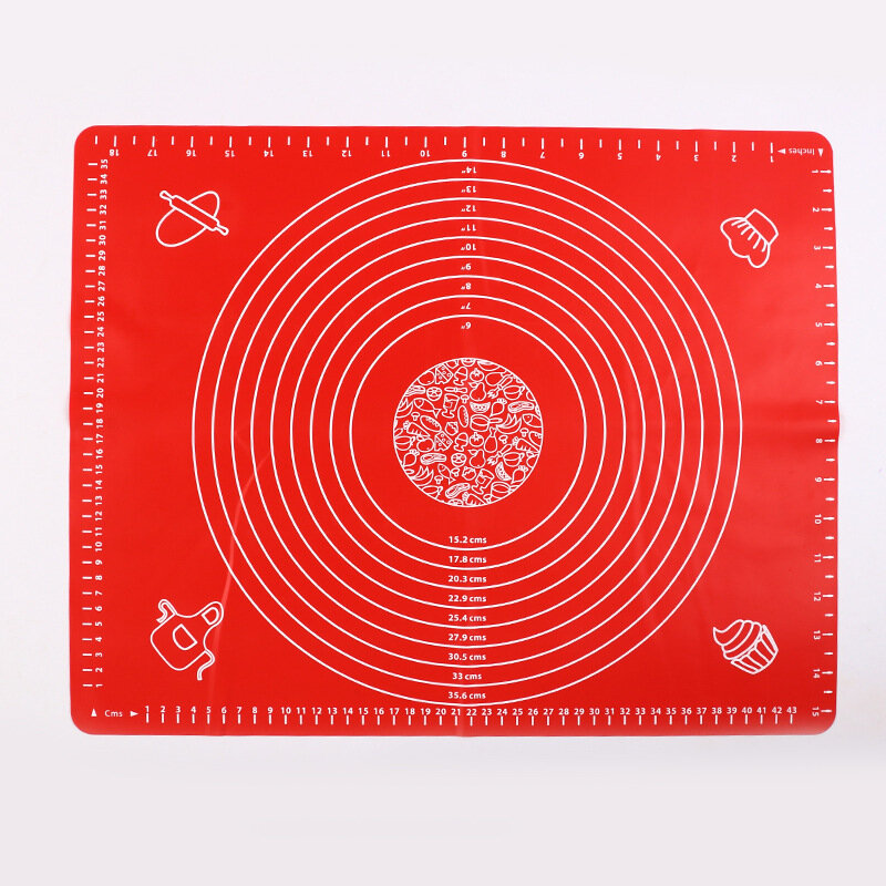 Силиконовый коврик для выпечки, 50х40 см (Цвет: красный)/ прямоугольный