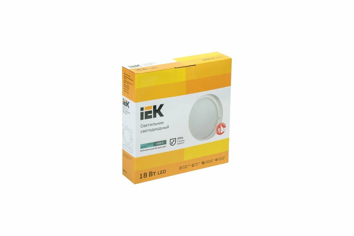 Светодиодный светильник IEK LED ДПО 4004, 18вт, 4000k, белый, круг