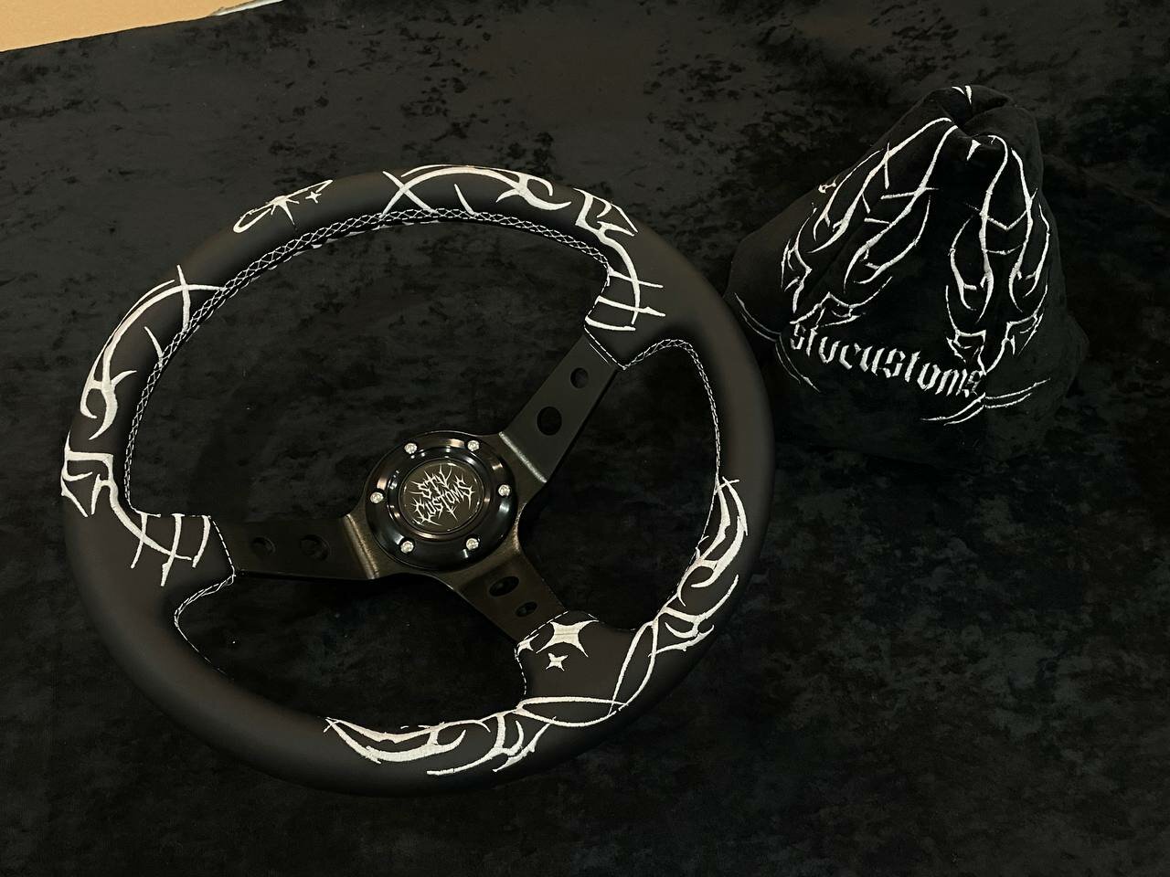 Stvcustoms Универсальный черный кожух КПП кастом JDM с вышивкой Велюр