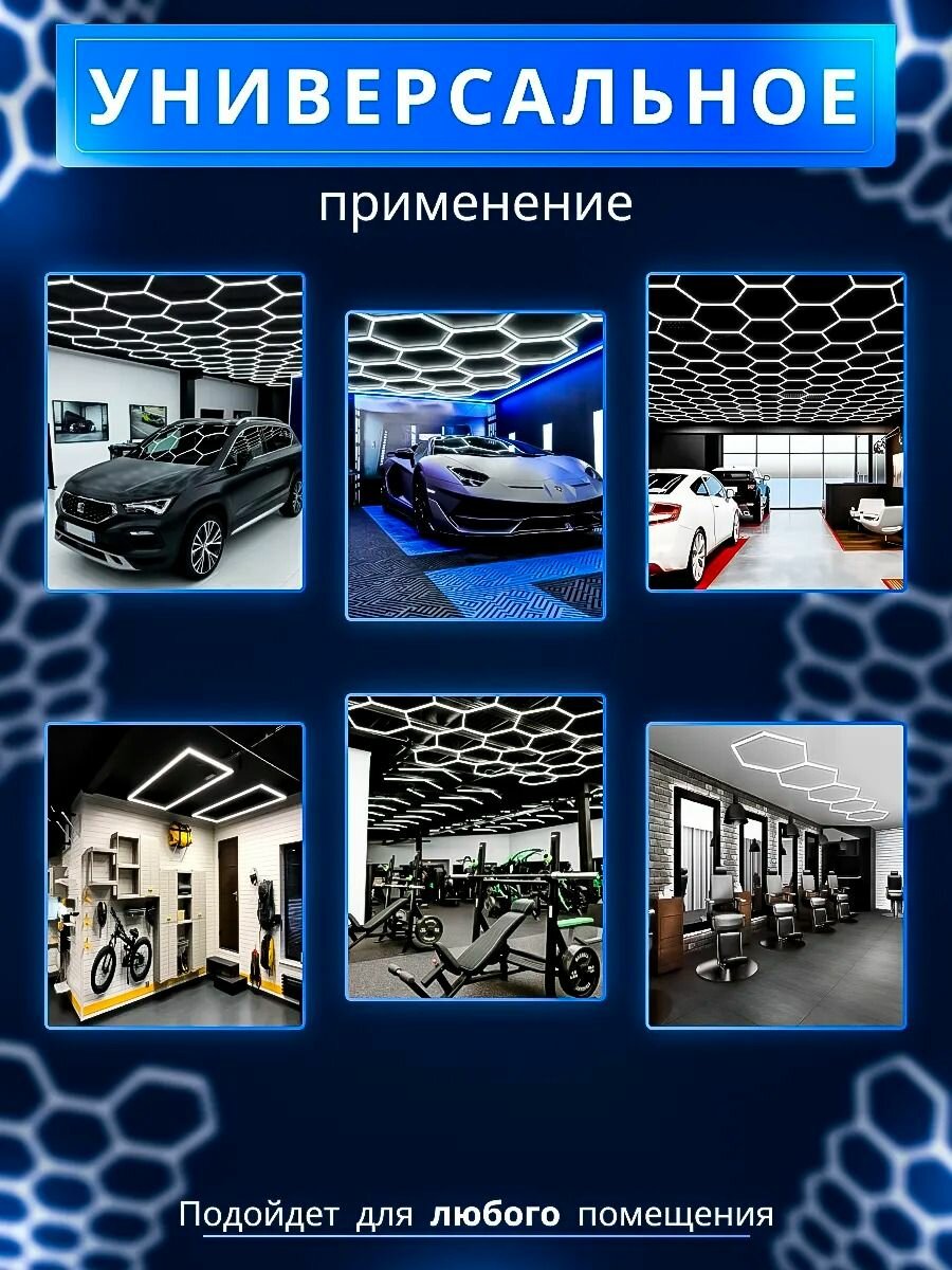 Светодиодное освещение для гаража/автосервиса LED Workshop, панель соты 6400К/152W размер 1.23x3.29 м