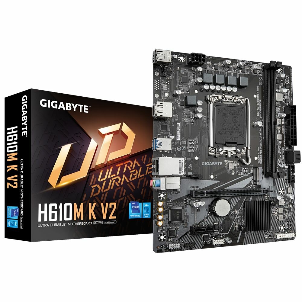 Материнская плата Gigabyte H610M K V2, LGA1700, Intel H610, Micro-ATX, RTL (H610M K V2)