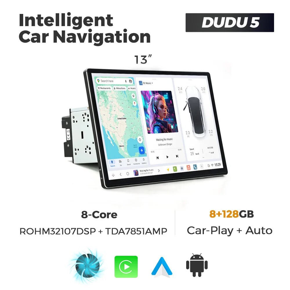 DUDUAUTO универсальный 2K экран 13-дюймовый 2дин автомагнитола стерео Android DUDU5 8G-128G