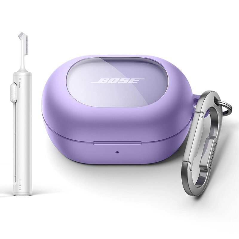 Чехол защитный для наушников Bose QC2 с кисточкой для чистки, прозрачный ТПУ мягкий чехол, лавандовый пурпурный цвет
