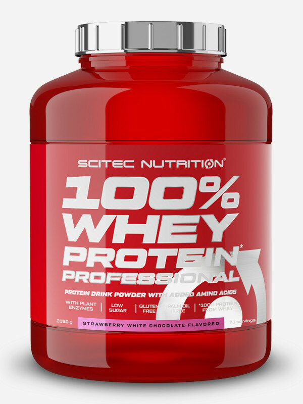 Протеин сывороточный Scitec Nutrition 100% Whey Protein Professional клубника-белый шоколад 2350 гр