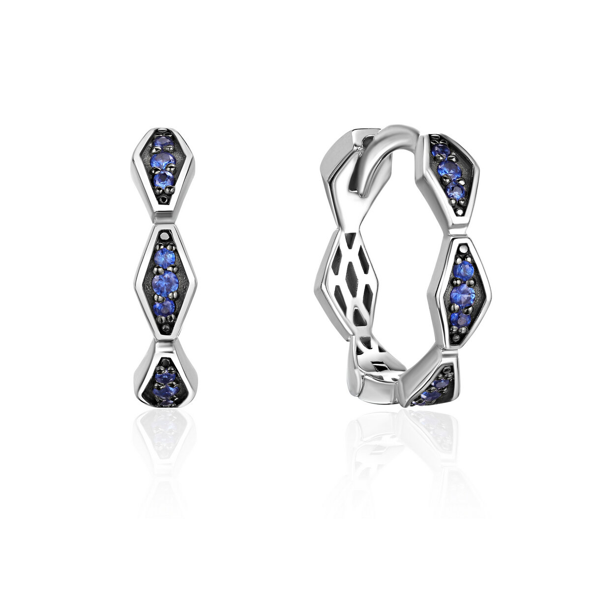 Серьги, белое золото, 585 проба, сапфир