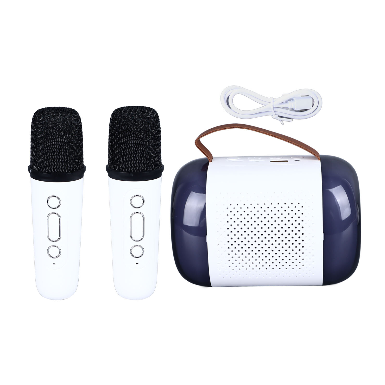 Bluetooth-динамик с двумя микрофонами, цветной RGB-световой эффект, портативный BT-караоке-комплект для домашнего KTV
