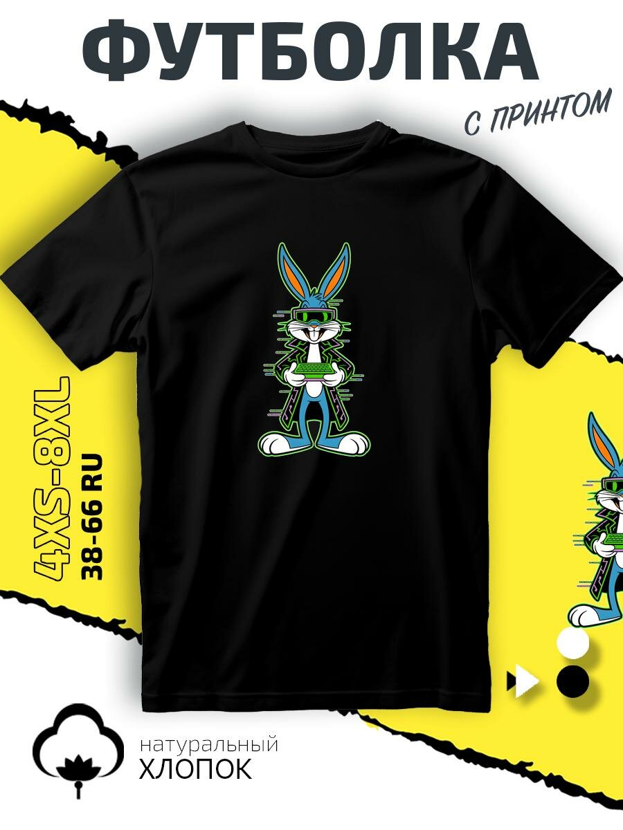 Футболка Кролик киберпанк хакер