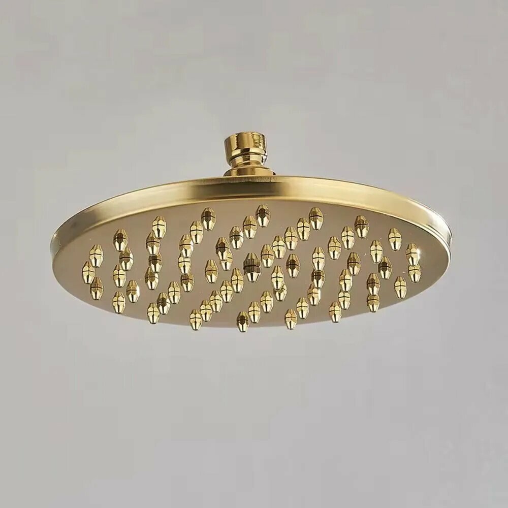 Латунная круглая насадка для душа, 8-дюймовая золотистая, с вращающимся шаровым соединителем G1/2, с фильтром