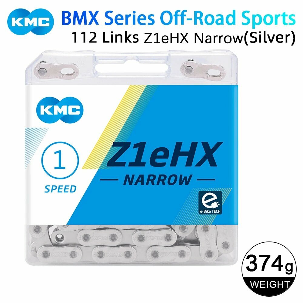 KMC Односкоростная цепь для BMX велосипеда 112 звеньев Z1eHX Silver