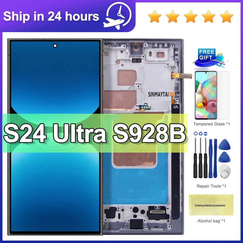 Для Samsung S24 Ultra S908B SM-S908B/DS TFT качественный ЖК-дисплей с сенсорным EU Black Frame