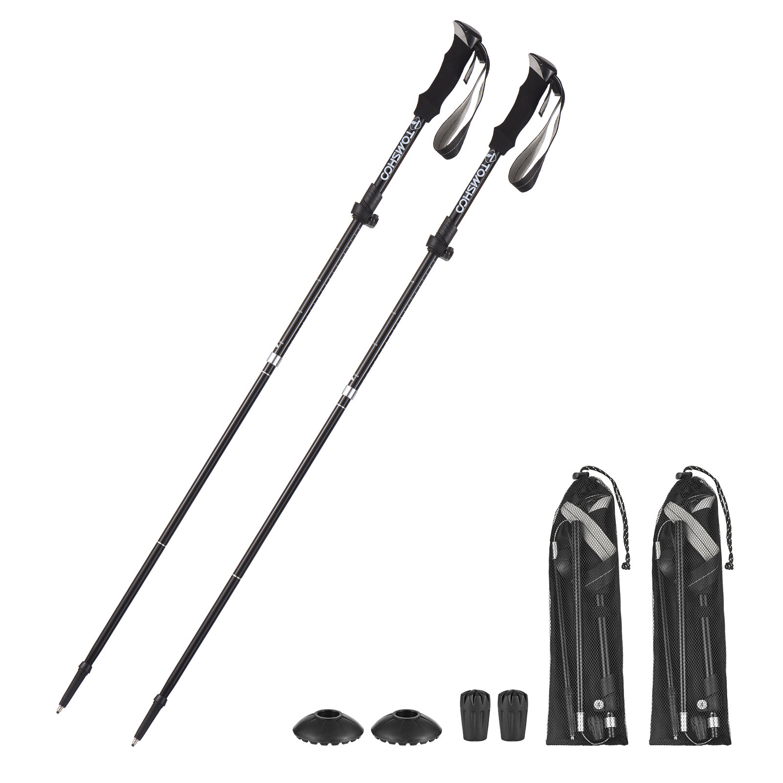 2 шт. Туристическая палка Легкая Развивающаяся Пятисекционная Туристическая Палка Черного цвета для походов кемпинга альпинизма Материал алюминиевый сплав Длина 110-130 см Размер в сложенном виде 36 см Вес 265 г В комплект входят 2 резиновые крышки 2