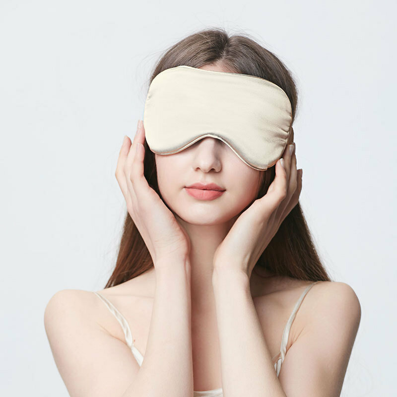 Экспортное качество 22 момме утолщенная глянцевая шелковая маска для глаз защита глаз блокировка света 100% шелк тутового дерева с вышитым логотипом для внешней торговли