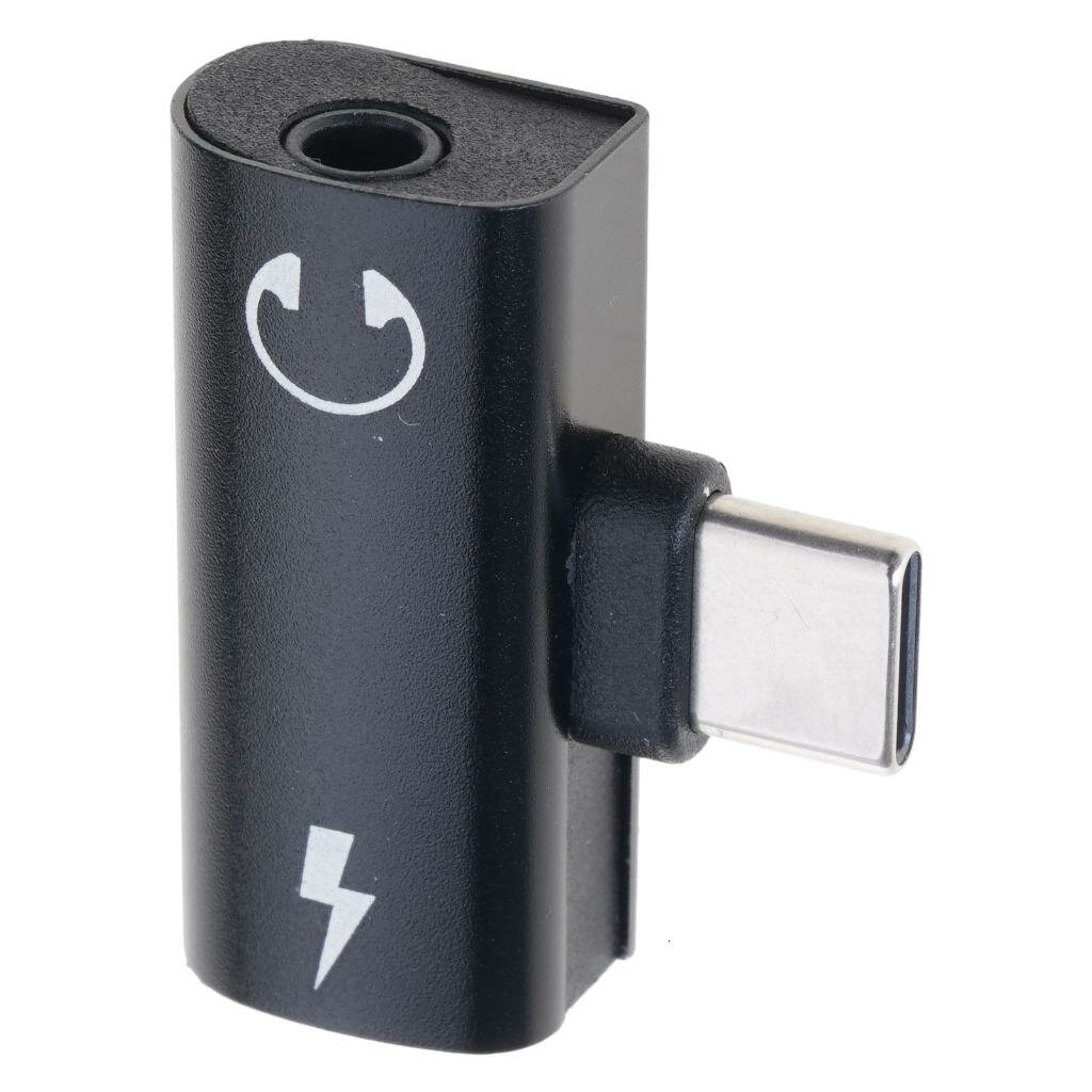2-в-1 USB-C на 3.5 мм аудио + зарядка PD60W, Черный