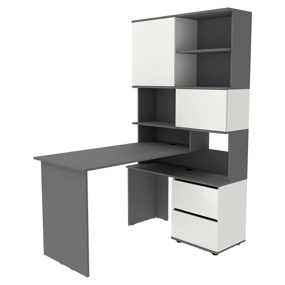 Стол письменный со стеллажом 1045 Темно-серый Белый