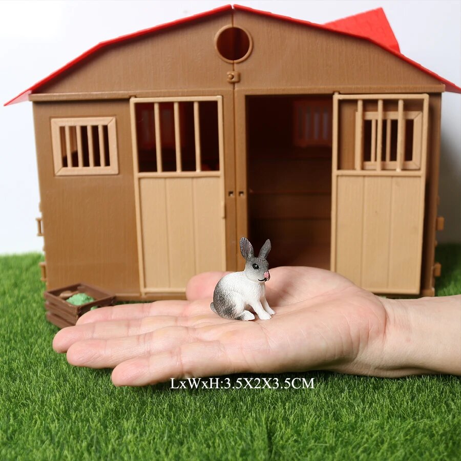 Фигурка кролика из искусственной фермы, миниатюрная модель в виде морских животных, Обучающие игрушки, подарок, домашний декор