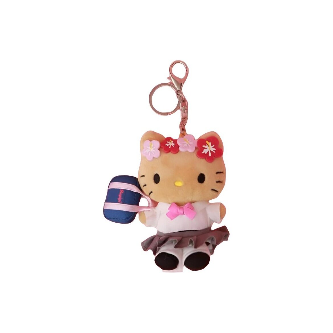Sanrio x repipi armario Hello Kitty Черная кожа с белой строчкой Плюшевая кукла Брелок 12 см