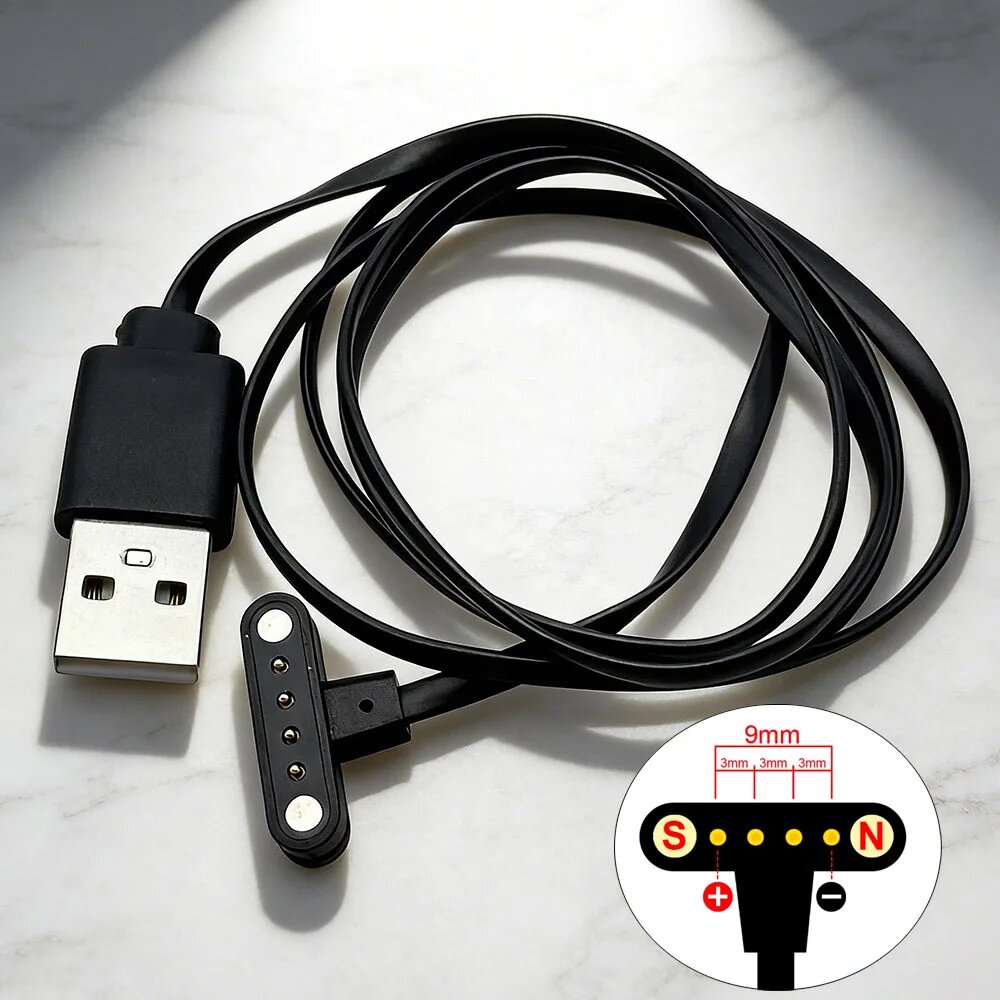 1 шт. 4-контактный Магнитный зарядный кабель USB зарядка передача данных 3,0 мм Space Grid Pogo 4-контактный T-образный DM98 Смарт-часы