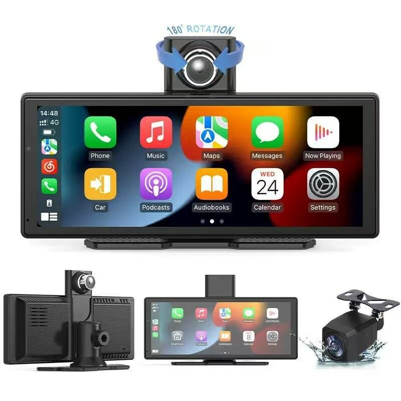 Кросс-бордерная камера для автомобиля с Carplay, HD 4K, двойная запись спереди и сзади, WiFi, приборная камера