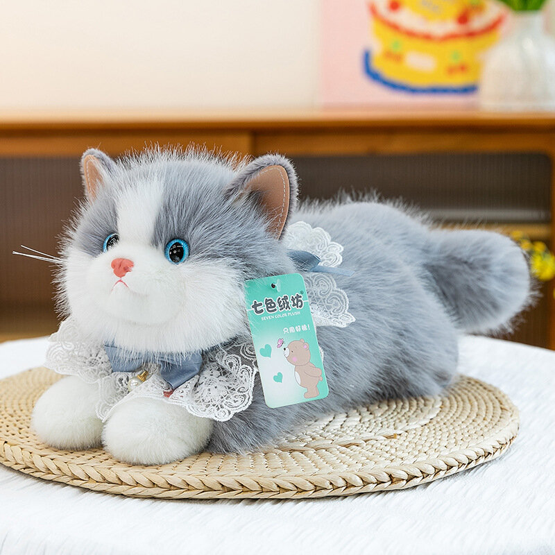 Плюшевая игрушка кошки Рэгдолл, реалистичная кукла кошки, мягкая игрушка, пищащая, милая кукла котенка, подарок для девочки