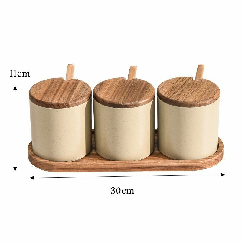 Японский стиль пластиковая бамбуковая деревянная крышка для приправы, домашняя кухня, MSG, простая банка для соли, комбинация бутылок для приправы, набор для перца