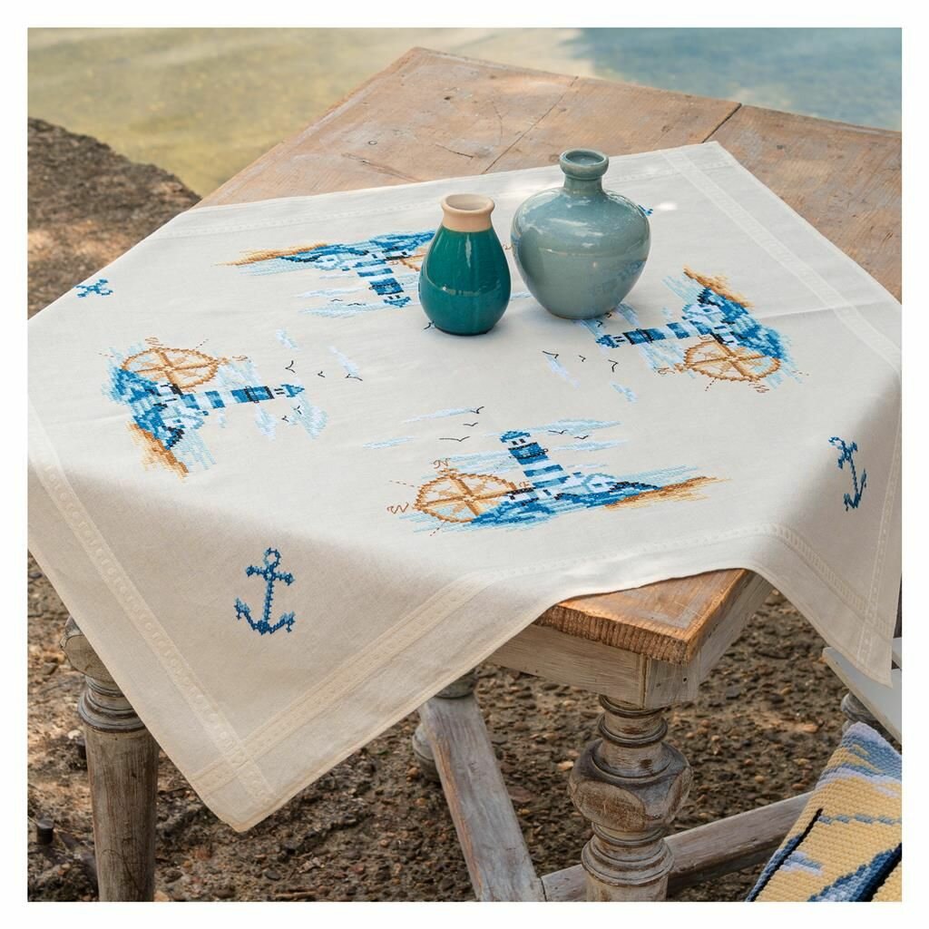 PN-0206977 Набор для вышивания крестом (скатерть) Vervaco "Морская"