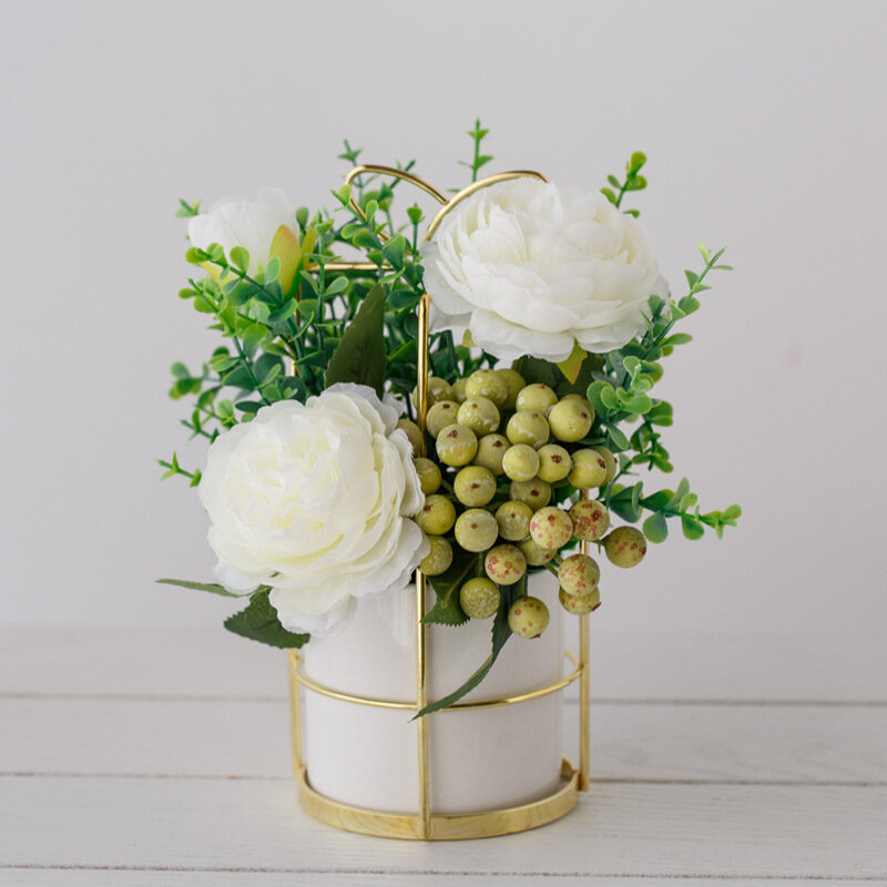 Искусственная цветочная композиция, маленький домашний декор для гостиной, украшение для офисного стола, искусственные цветы, сухой цветочный букет