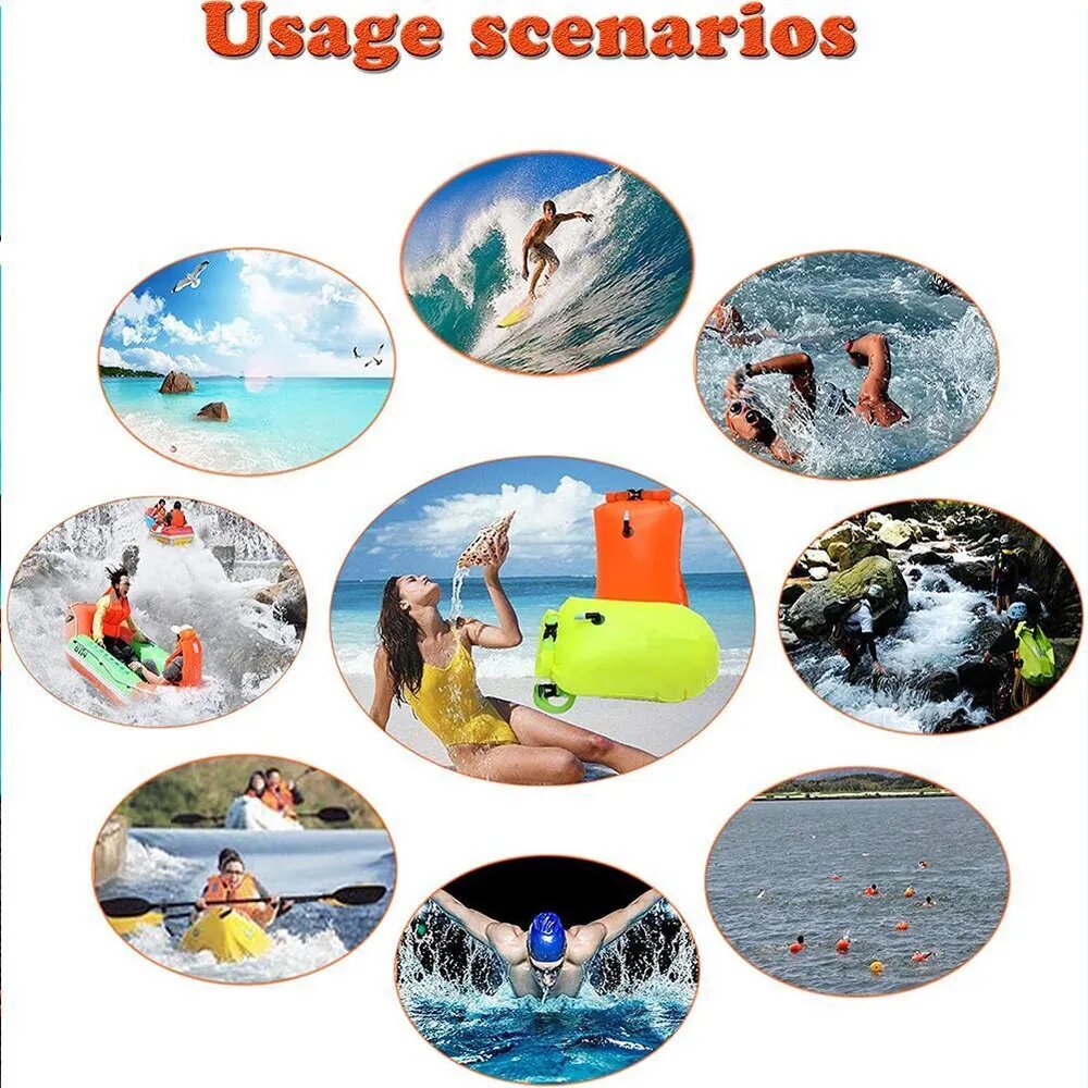 Буй для плавания оранжевый 40*60 см ПВХ для плавания на открытой воде — фото 1