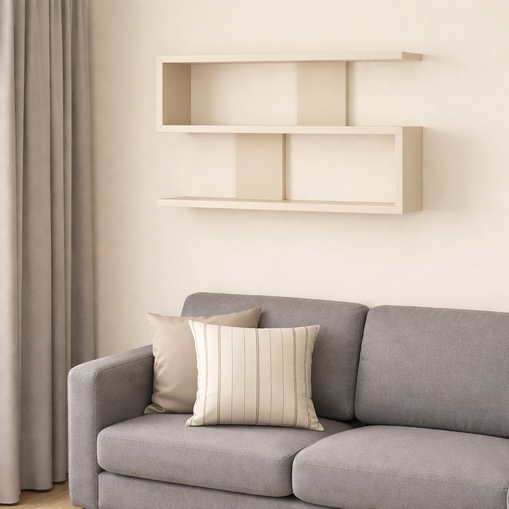 Полка настенная цвет Сливочный навесная для гостиной, спальни, офиса и детской 60x47x15