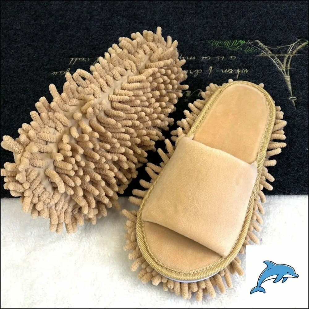 Тапочки-мопсы L560, для уборки, бежевые, бесшумные, противоскользкие — фото 1
