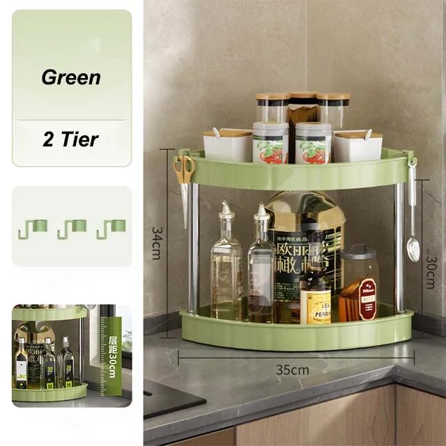 Кухонный органайзер для специй из пластика Зеленый, 2 layers Green