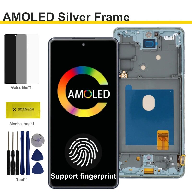 AMOLED для Samsung Galaxy S20 FE G780F ЖК-дисплей с цифровым преобразователем сенсорного экрана и рамкой для Samsung Galaxy S20FE 5G G781B Замена ЖК-дисплея AMOLED Silver Frame