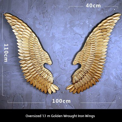 Настенный декор в индустриальном стиле лофт: ретро-крылья из железа для офиса, бара, модный фон для стены Золотые