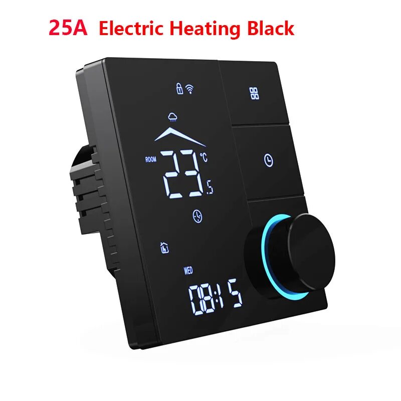 Термостат электрический 25A Black Tuya Wi-Fi