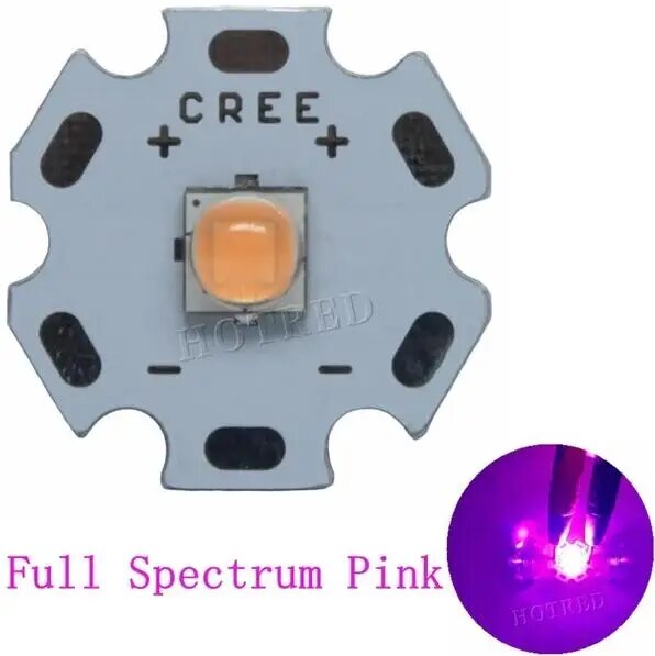 Светодиод HotRed XLM 5050-T6L2, розовый, 20mm White PCB