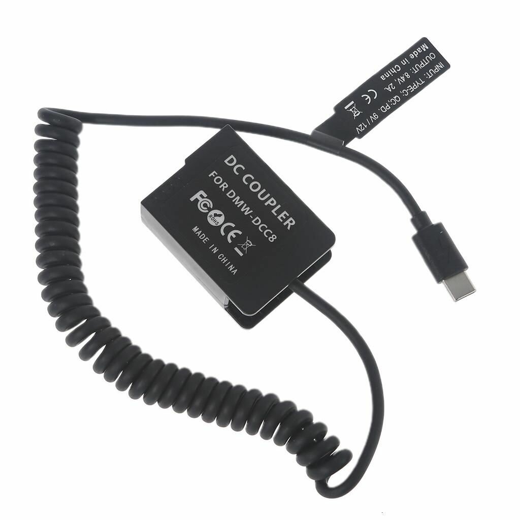 Внешний источник питания для камеры Type-C к DMW DCC8 Имитация аккумулятора для G7 G80