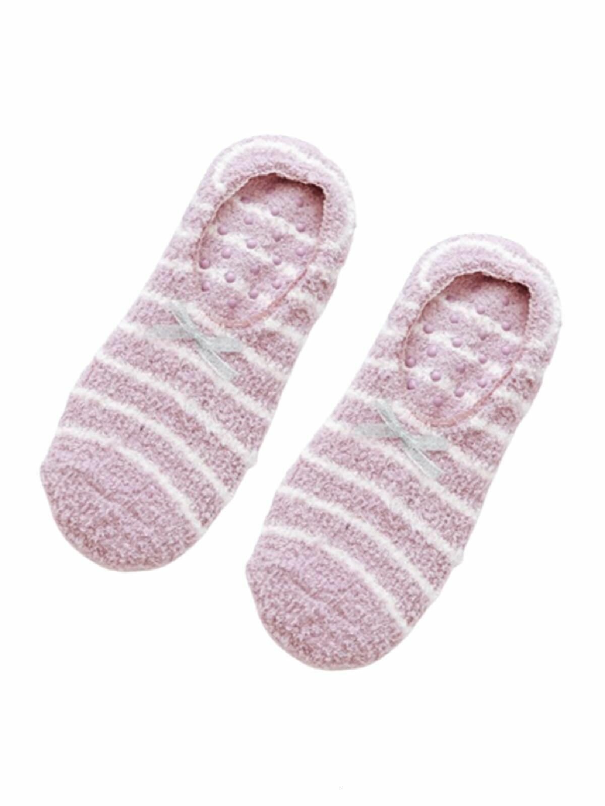 Женские зимние тапочки-носки из флиса, Розовый