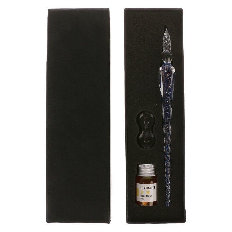 Светящееся стеклянное перо-фонтанка, сапфир