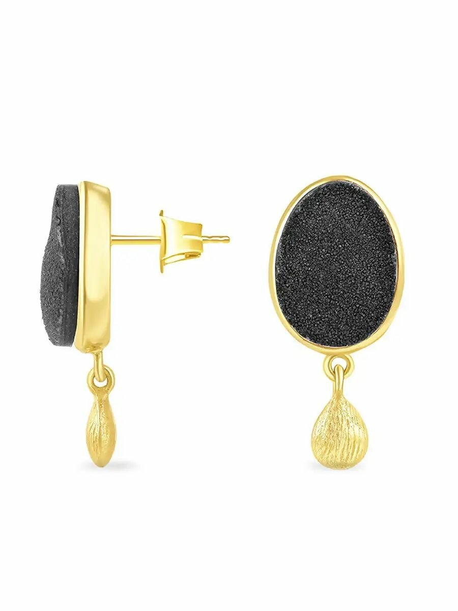 Серьги, серебро, 925 проба, золочение