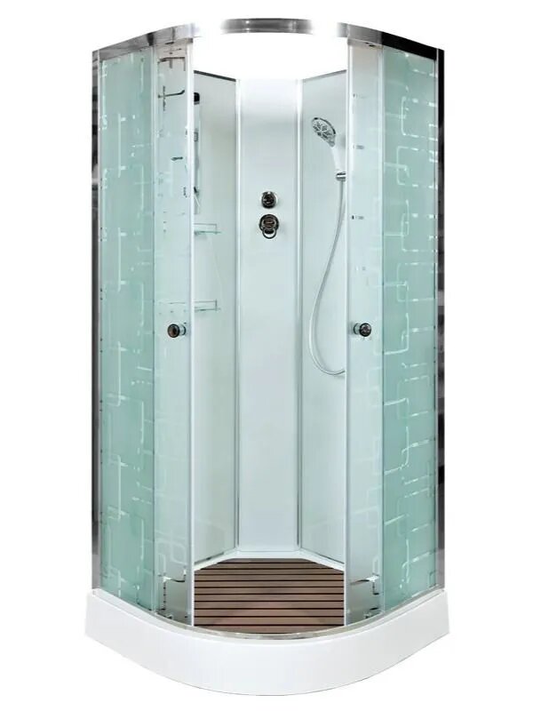 Душевая кабина DTO без крыши с низким поддоном, матовое стекло с узором, 90х90х208 см, серия EM