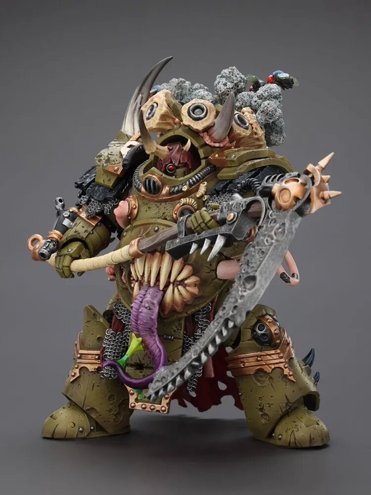 JOYTOY Warhammer Death Guard Deathshorud Terminator Champion with Manreaper and Paguespurter Gauntlets Legion 1/18 Подвижная фигурка