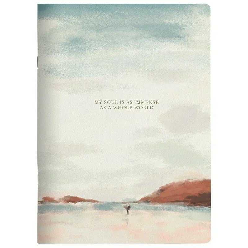 Тетрадь А4 48л кл. "View", пляж, карт. обл, скрепка, ламинация, микротекстурирование, тиснение золотой фольгой