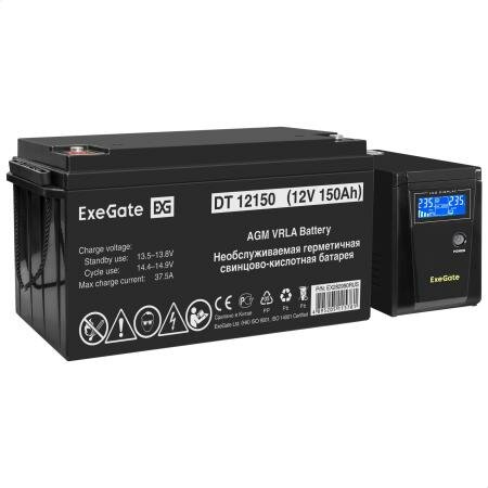 Комплект ИБП EX295986RUS + батарея 150Aч EX282990RUS 1шт (инвертор, синус, для котла) ExeGate SineTower SZ-600. LCD. AVR.1SH <600VA/360W, чистый сину