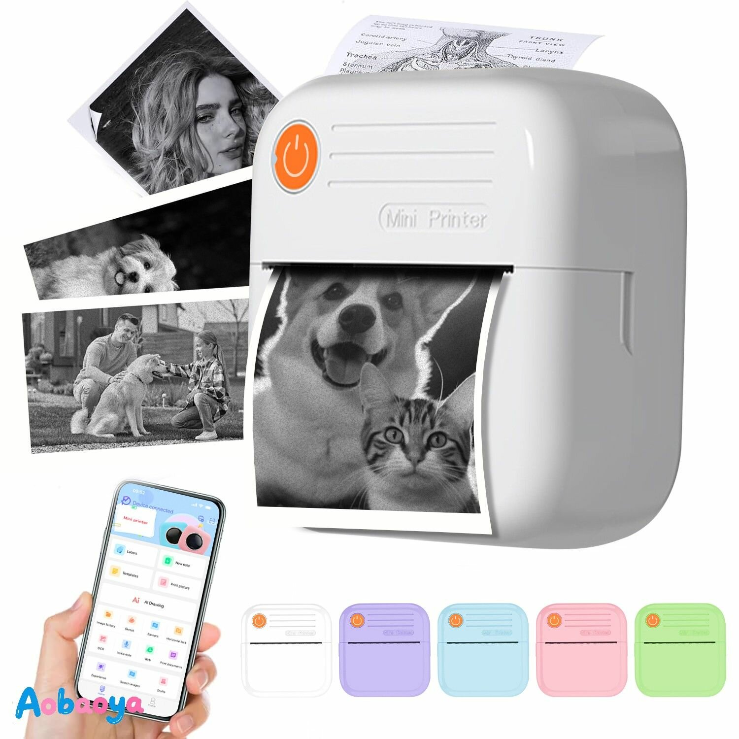 Портативный термопринтер , мини принтер для телефона, мобильный карманный, для печати этикеток, наклеек, стикеров и заметок