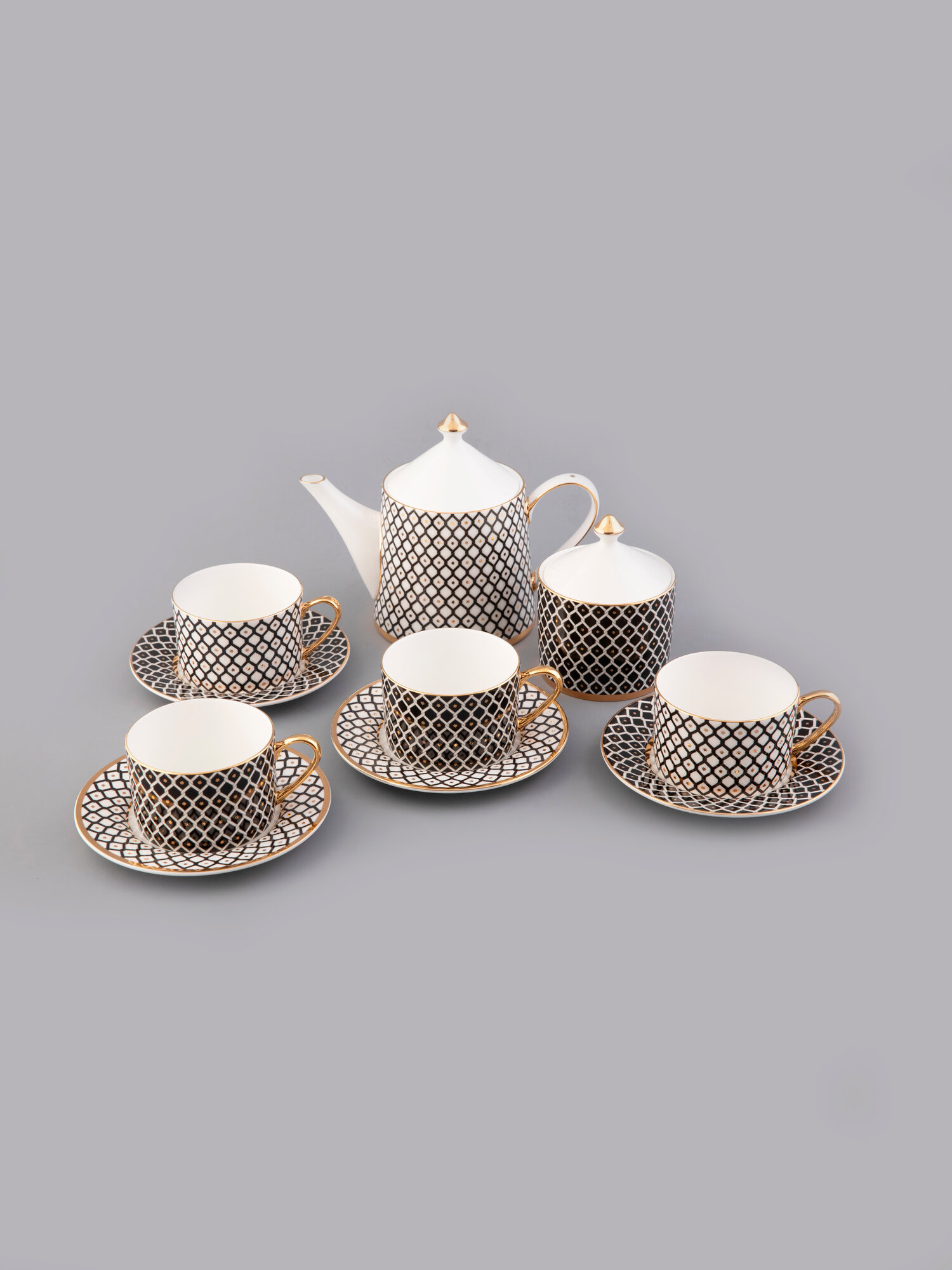 Чайный сервиз "Неро Идиллия" 4 персоны 10 предметов, Императорский фарфоровый завод