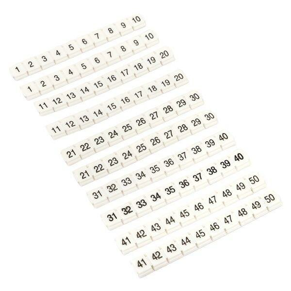 Маркеры для ST/Push-in 2,5 с нумерацией 1-50 для крепления сбоку (100 шт.) EKF EKF zb-st-2.5-nlpe-1-50