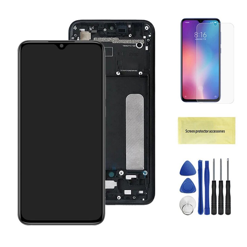 100% протестированный ЖК-дисплей для Xiaomi CC9, сенсорный экран, дигитайзер в сборе с рамкой для замены для Xiaomi Mi 9 lite M1904F3BG LCD Black With Frame