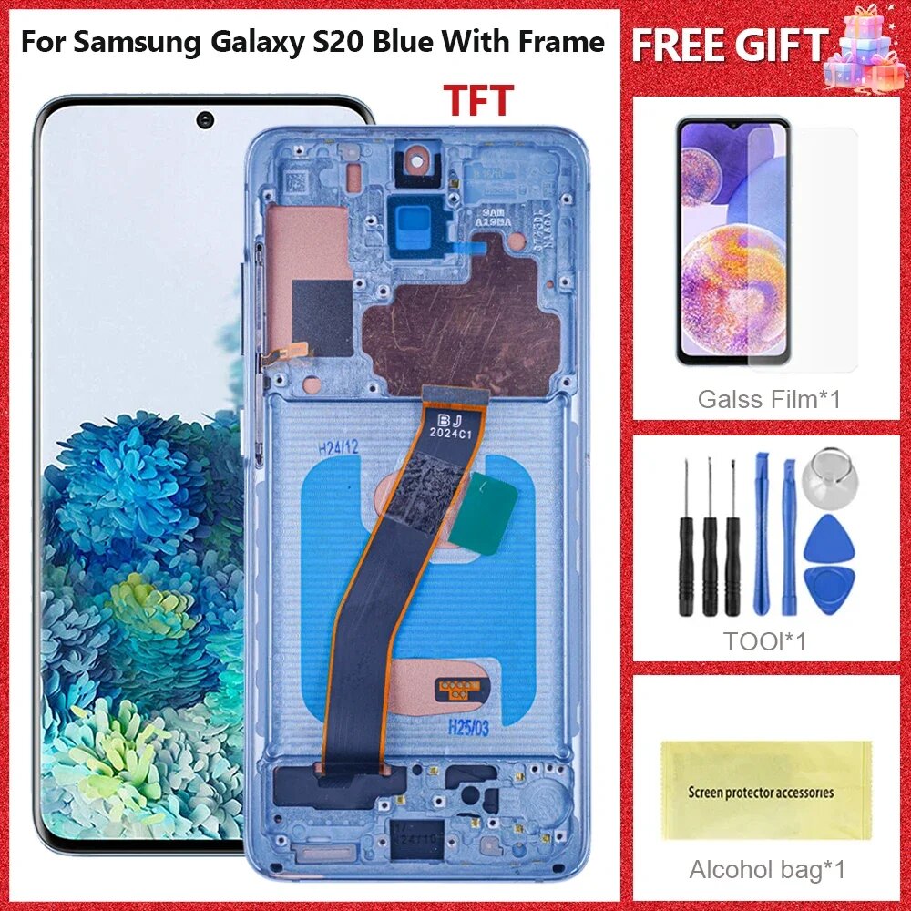 Высококачественный ЖК-дисплей для Samsung Galaxy S20 G980 ЖК-дисплей для Galaxy SM TFT Blue Frame
