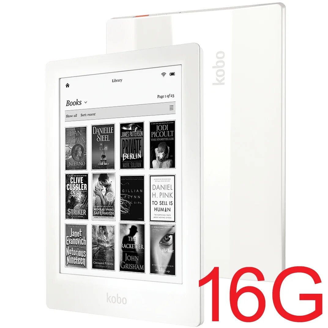 Kobo Aura HD электронная книга 6,8 дюйма White 16G, Комплекты «Читалка для электронных книг + чехол»